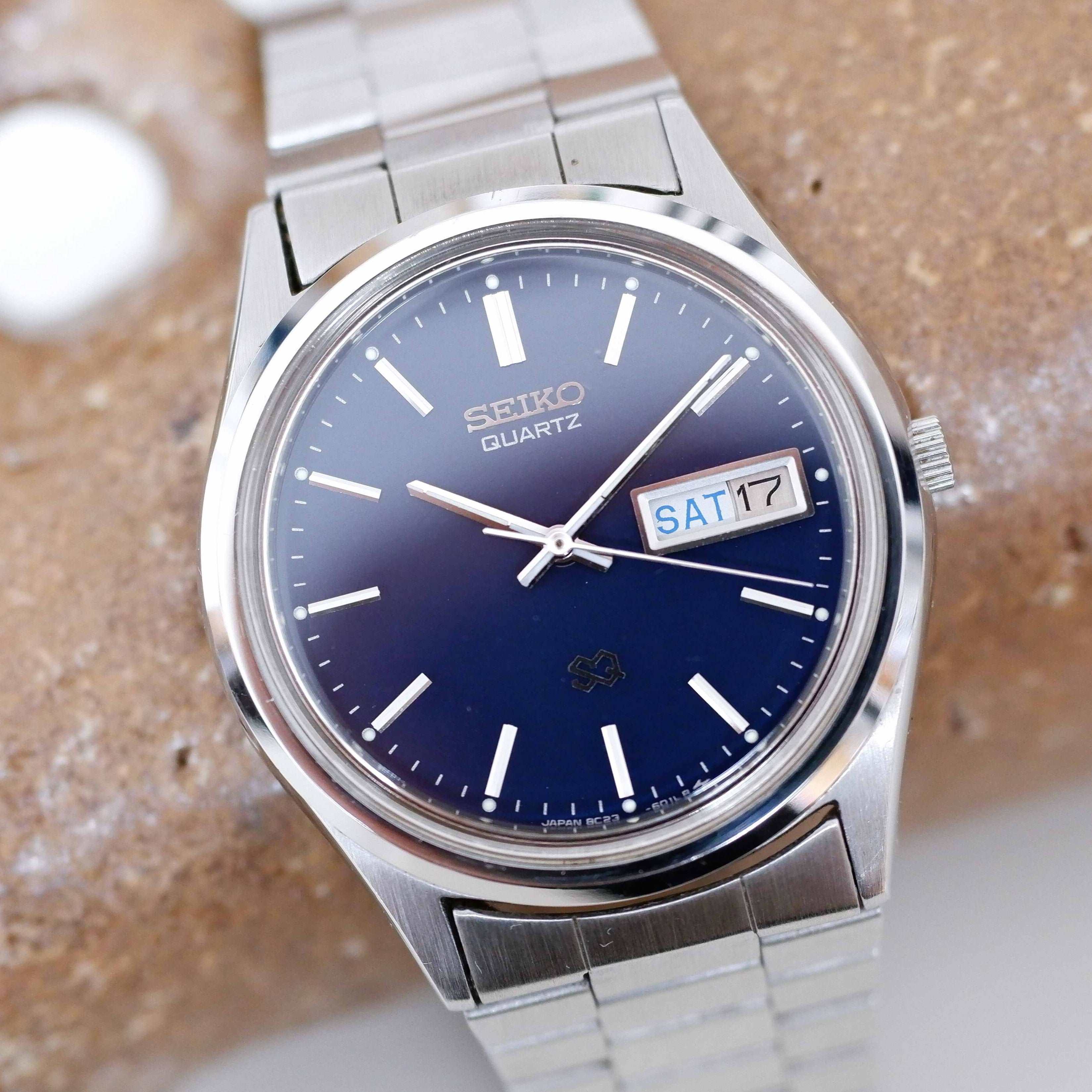 Seiko SQ Vintage Ladies Watch: 80s Blue Dial - Day Date Window – Times ...