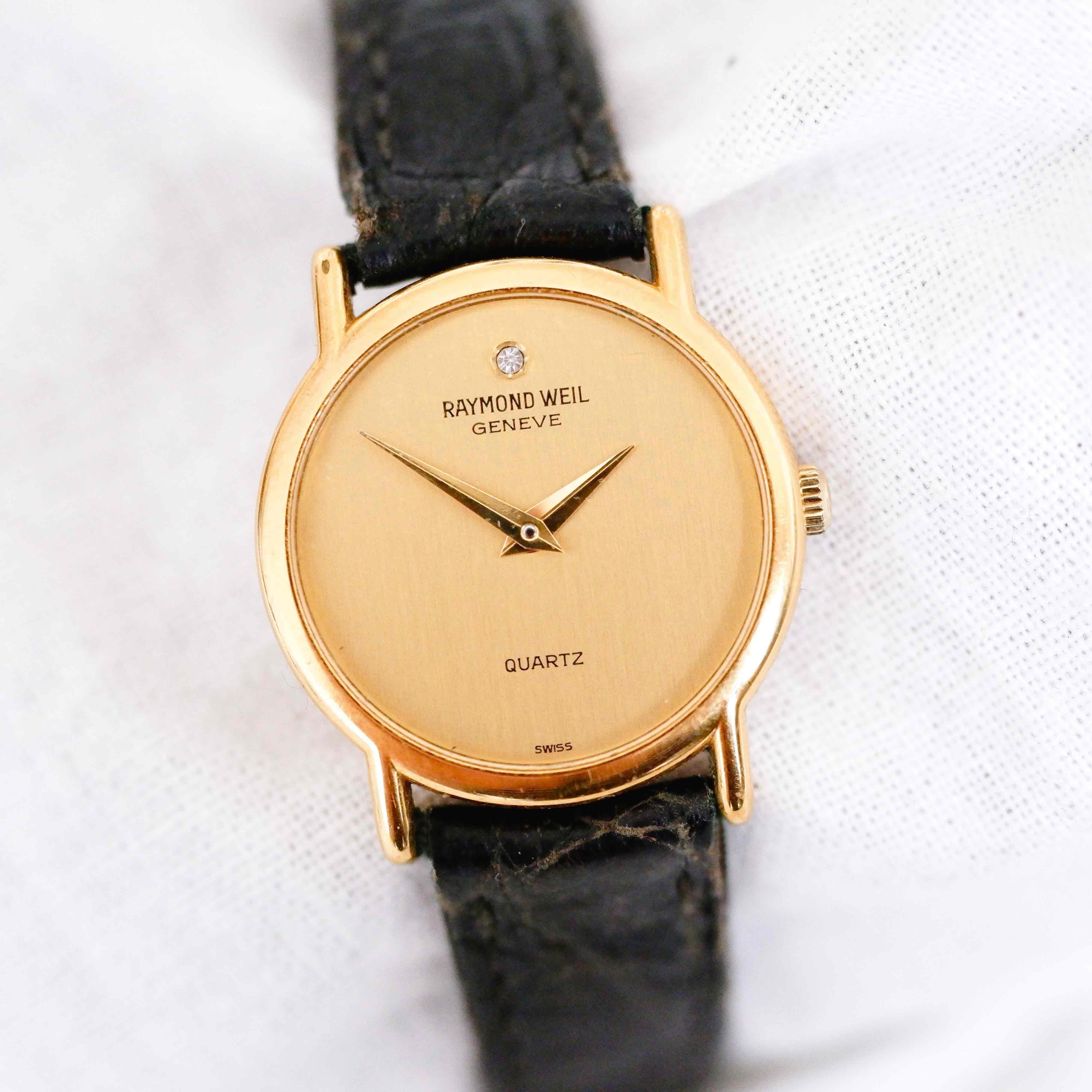 Raymond Weil Othello Vintage Ladies Watch: 80s Golden Rectangular ...