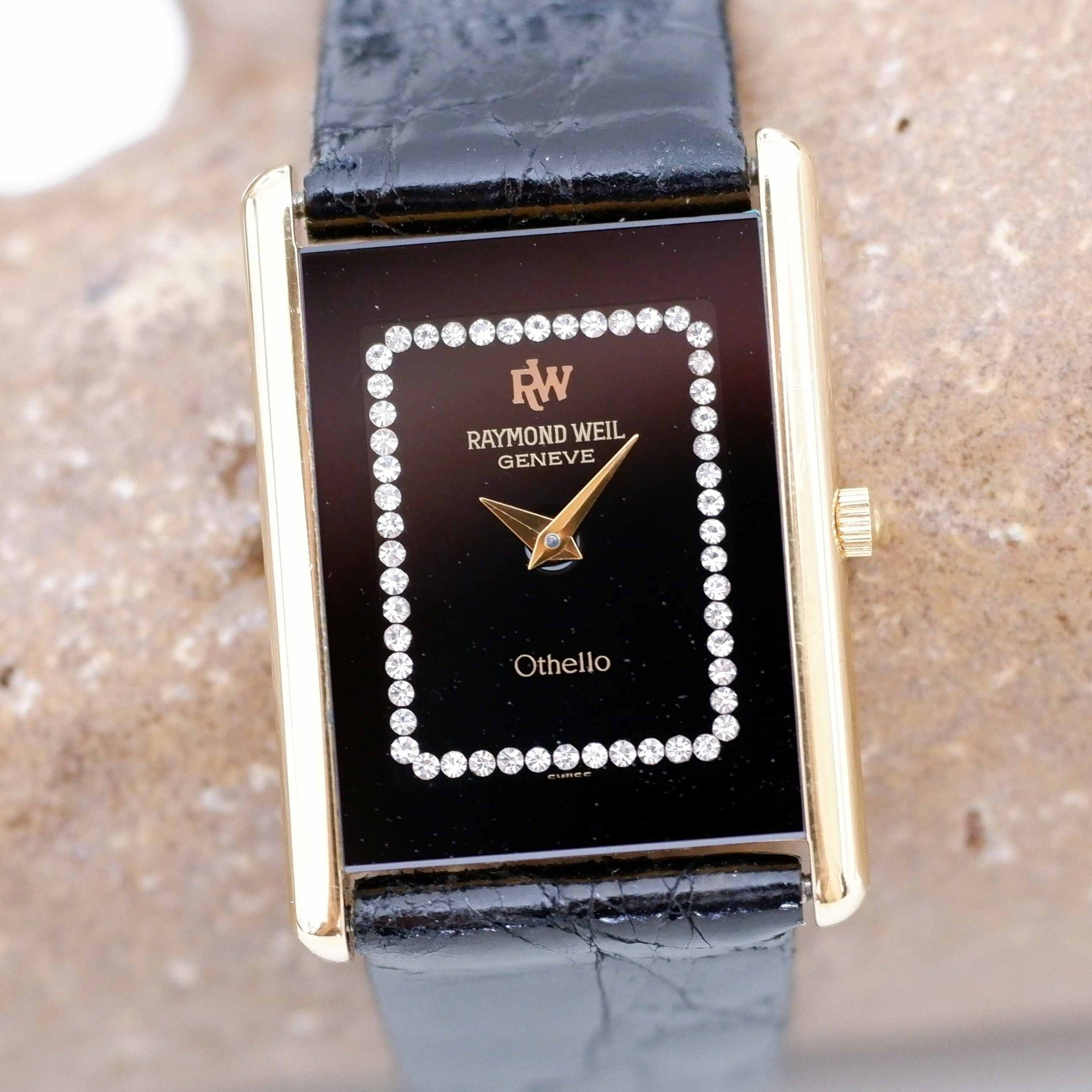 Raymond Weil Othello Vintage Ladies Watch: 90s Golden Rectangular ...