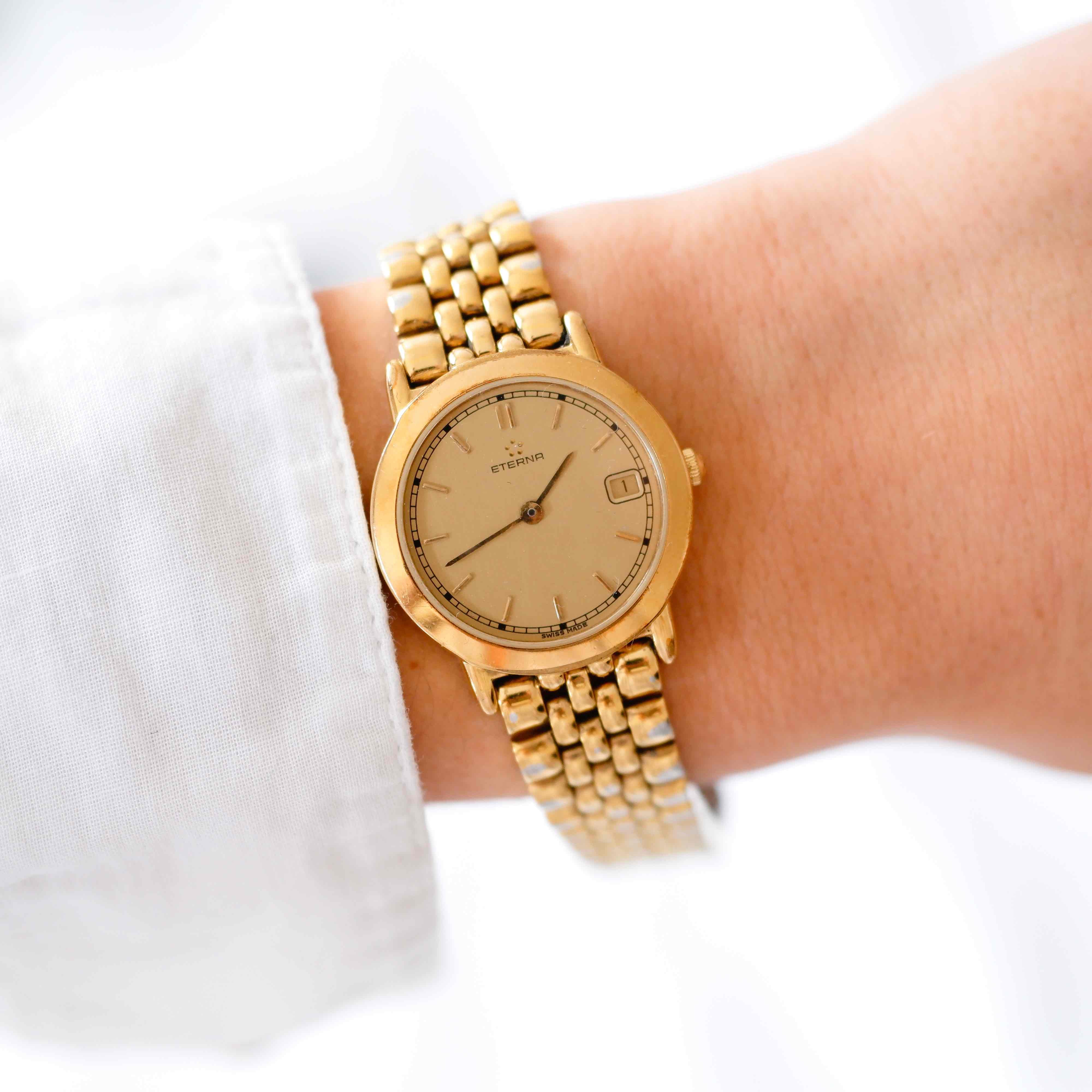 Eterna Vintage Watch: Ladies 90s Golden Iconic with Champaign Dial ...